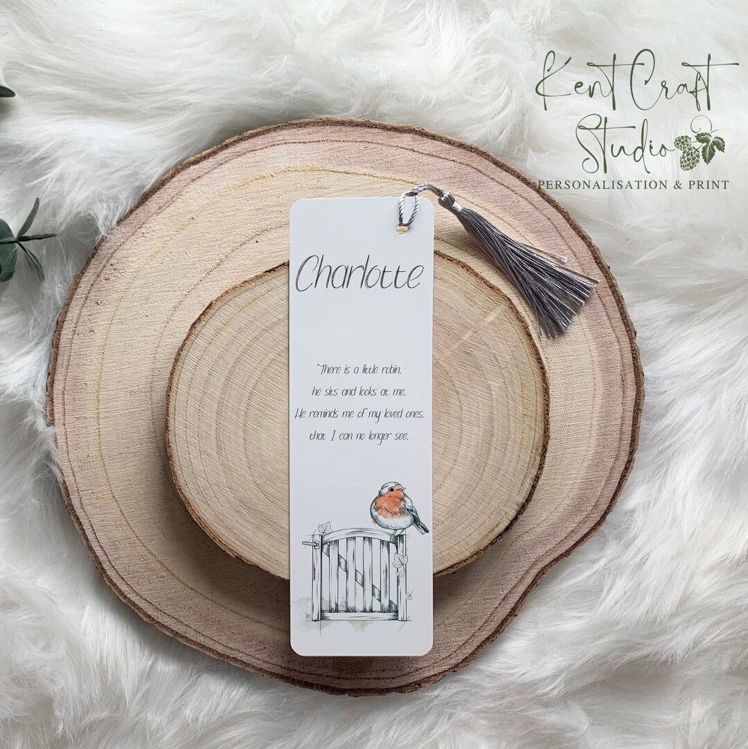 Personalised Robin Bookmark, Robin Gift, Robin Lover, British Birds ...