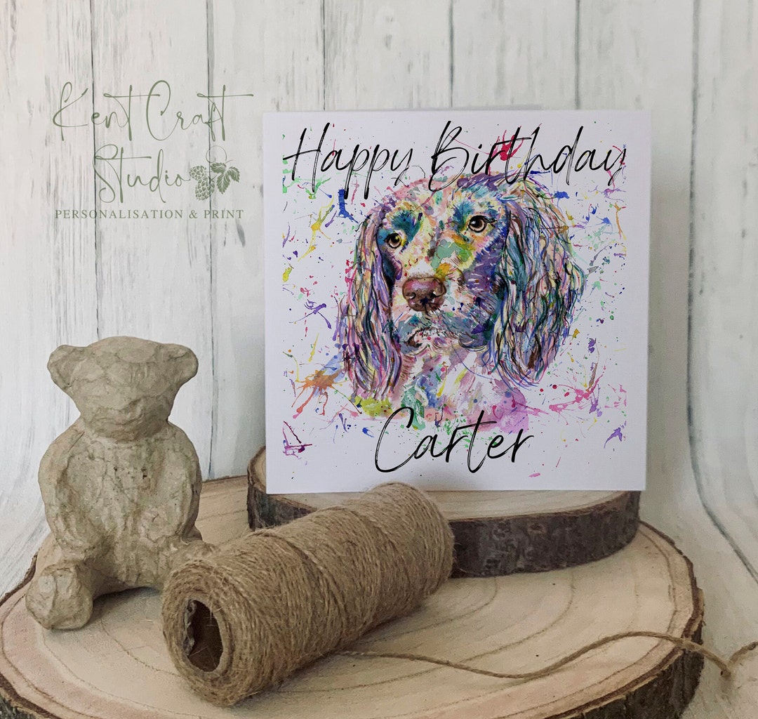 Personalised Spaniel Greetings Card, Dog Birthday Card, Spaniel Gift - Etsy