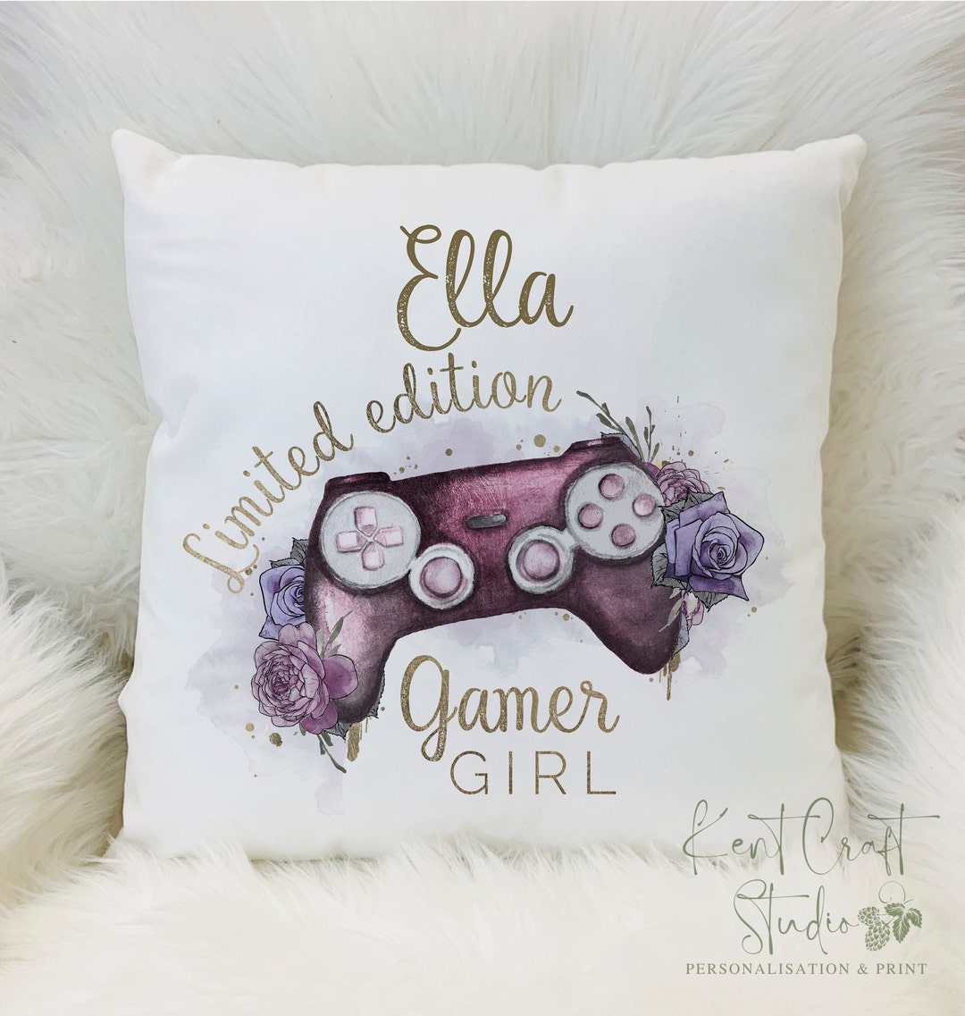 Personalised Gamer Girl Cushion - Limited Edition - Gaming Controller ...