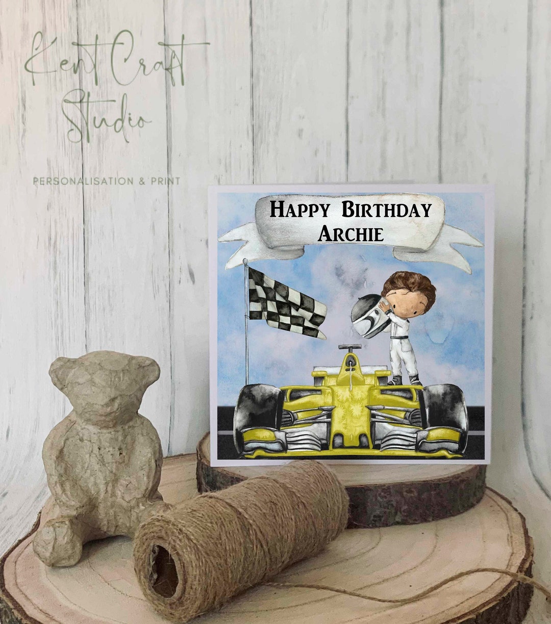 Personalised Racing Car Birthday Greetings Card - Editable Girl Boy ...