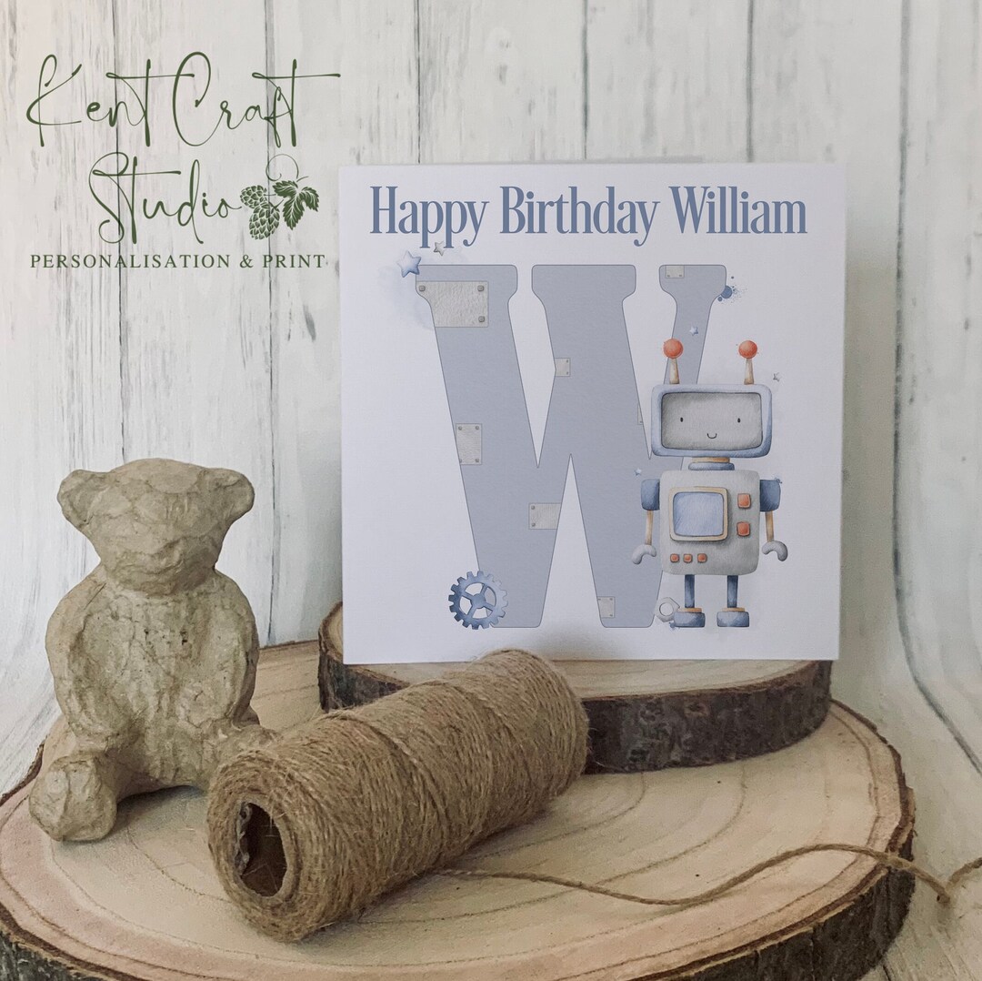 Personalised Greetings Card, Robot Birthday Card, Boys Birthday Card ...