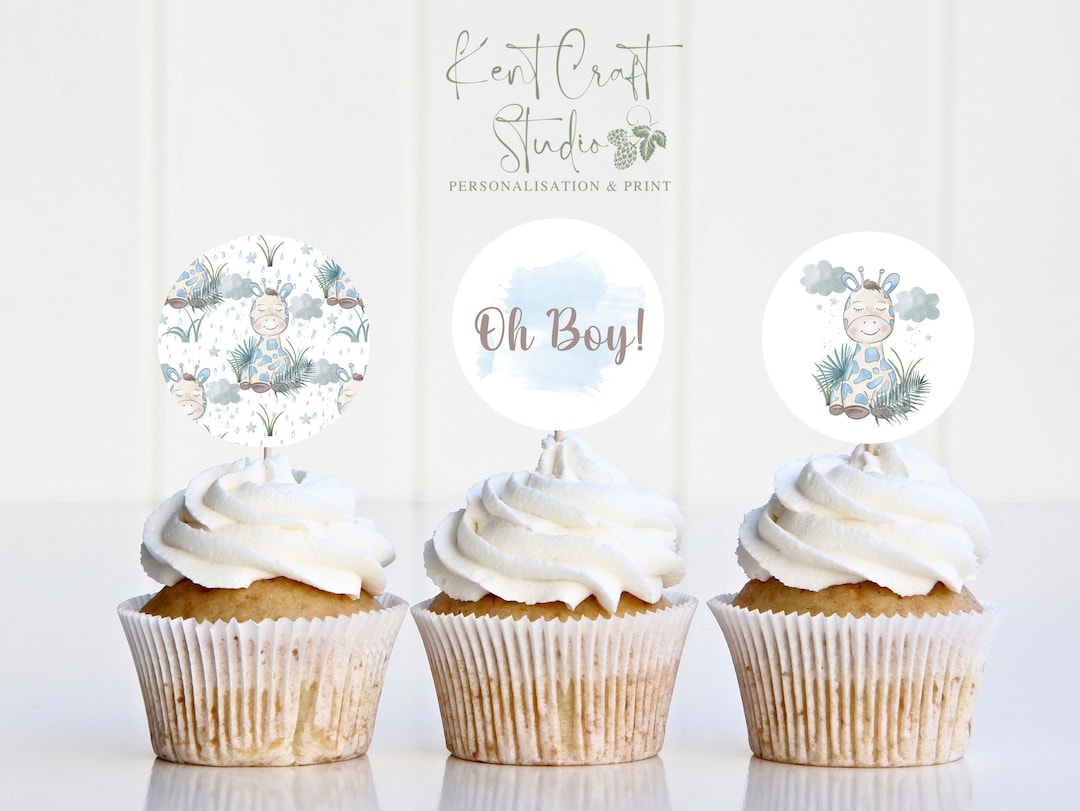 Giraffe Cupcake Toppers, Jungle Cake Topper, Baby Shower Décor, Cupcake ...