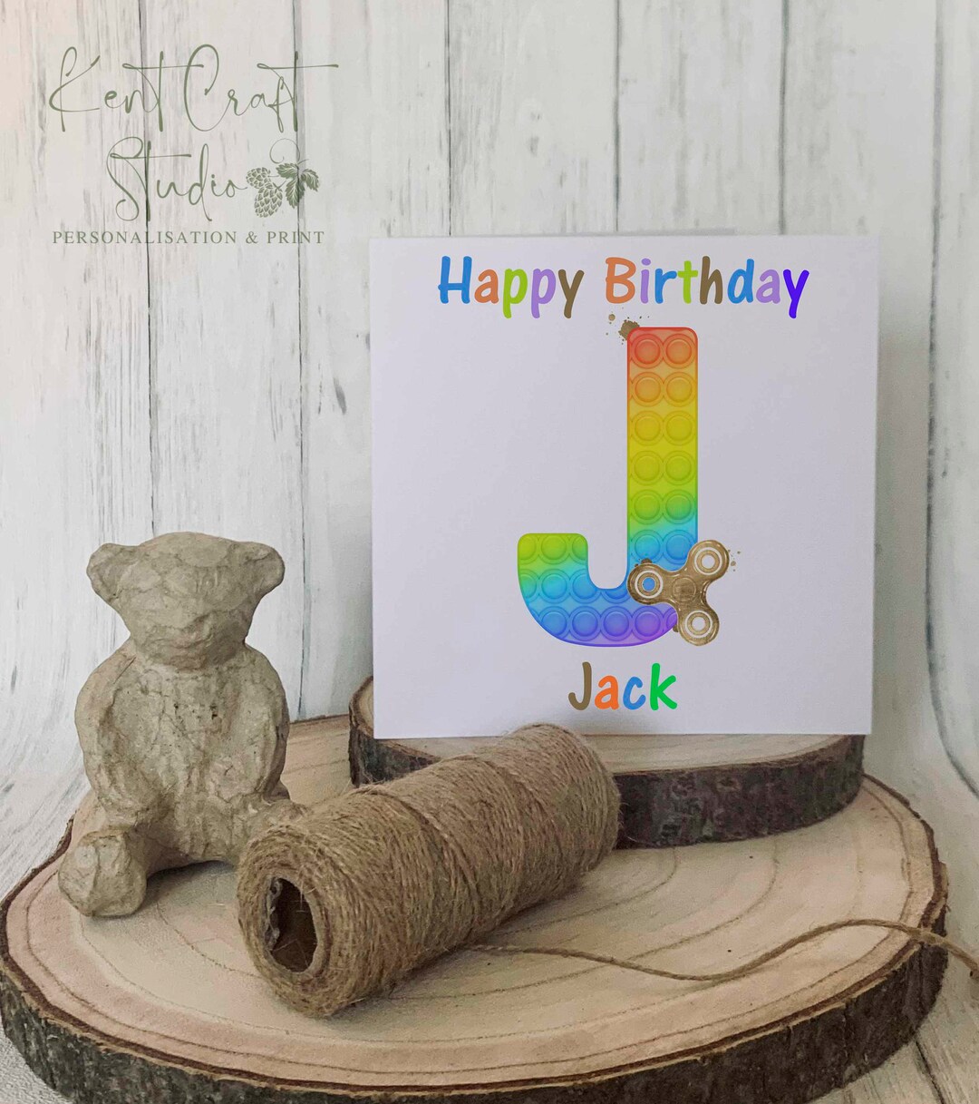 Personalised Pop Art Fidget Toy Rainbow Birthday Card - Editable - Pink ...
