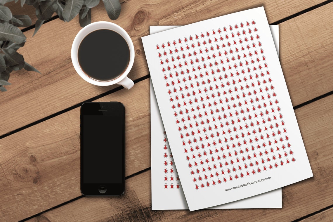 Printable Blood Drop Stickers Self Care Stickers Period | Etsy