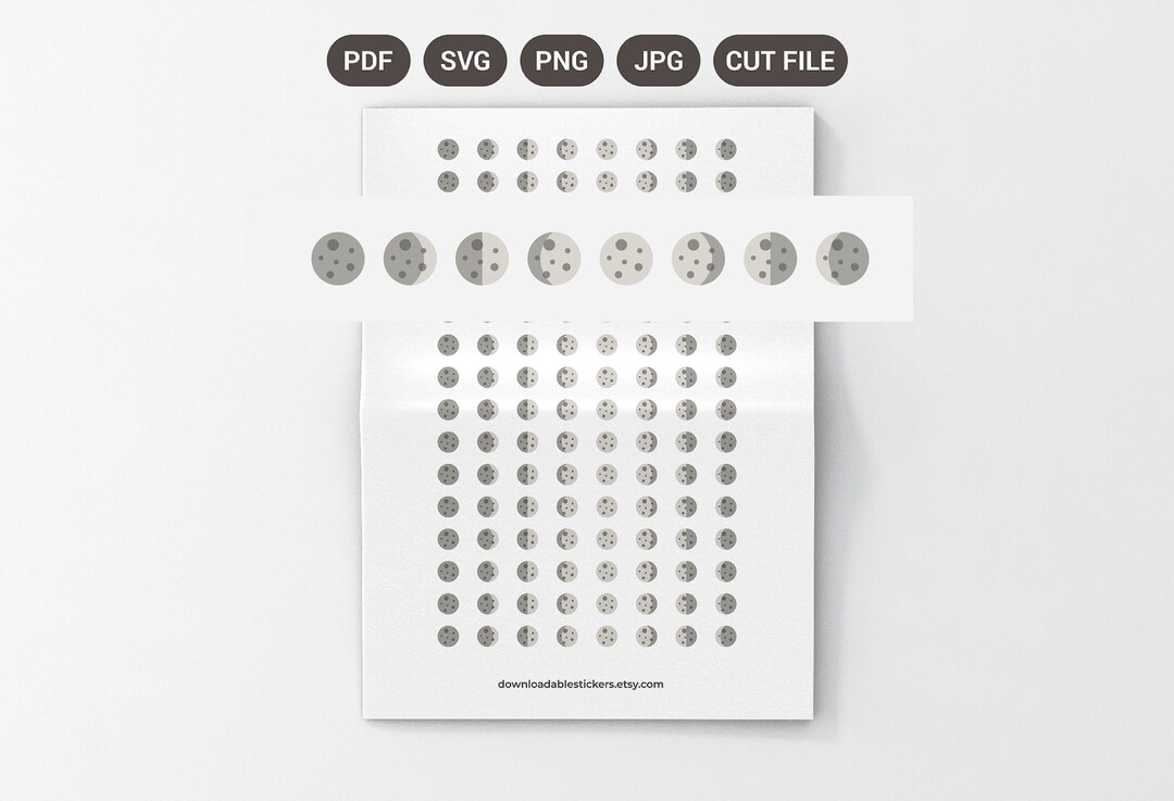 Printable Moon Phase Stickers Tiny Moon Phases Stickers Moon - Etsy