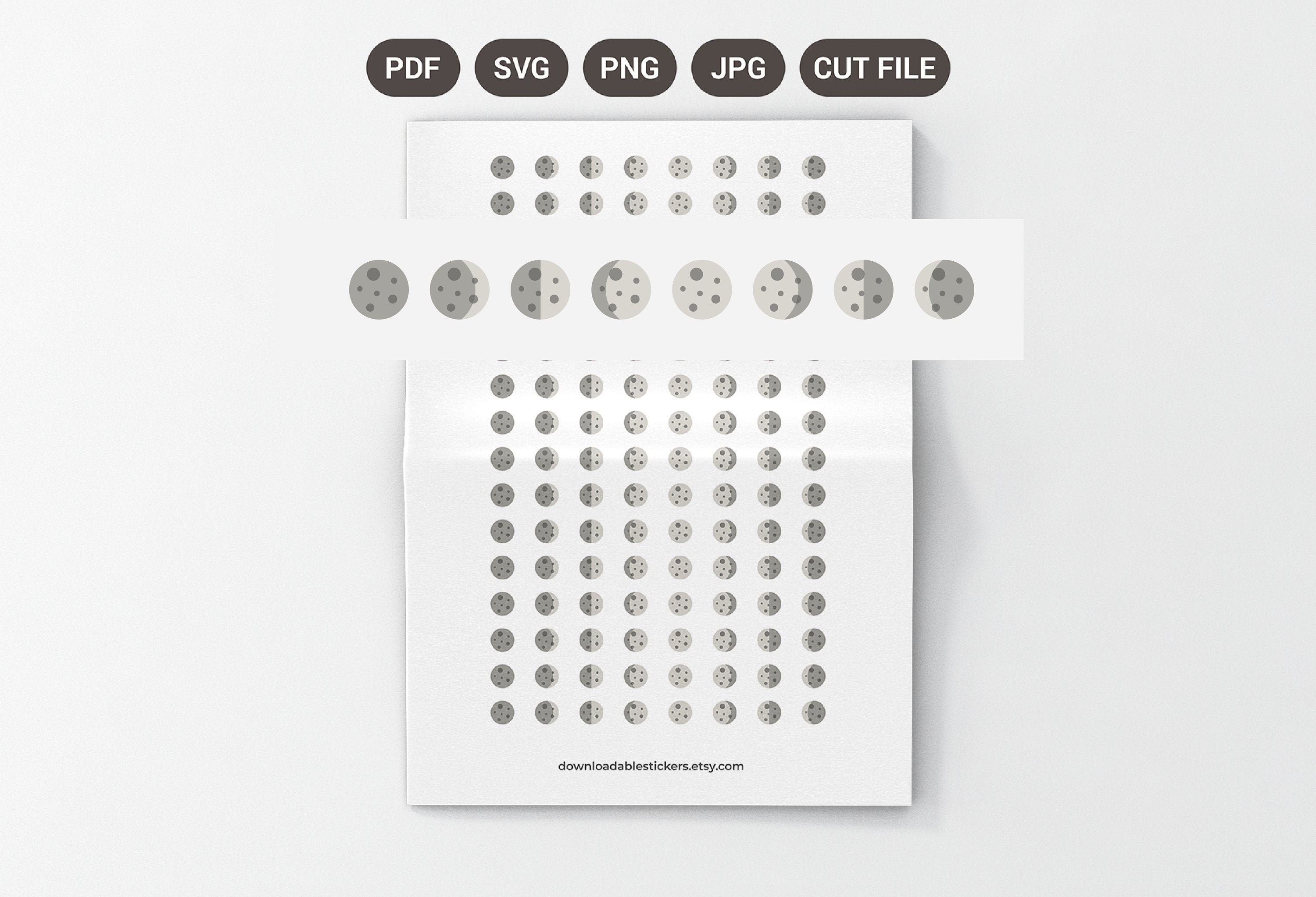 Printable Moon Phase Stickers Tiny Moon Phases Stickers Moon | Etsy