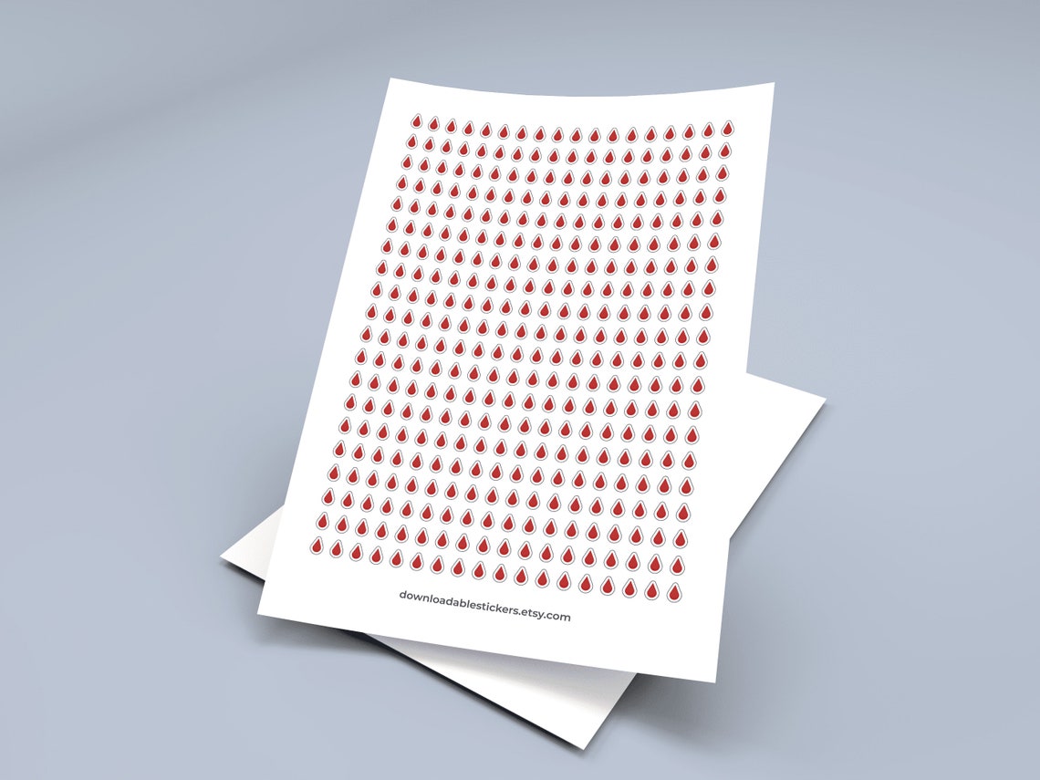 Printable Blood Drop Stickers Self Care Stickers Period | Etsy