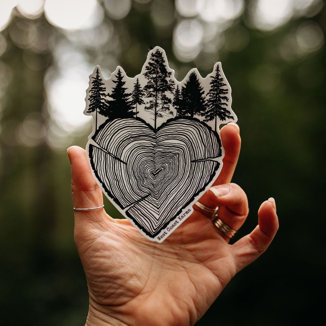 Tree Ring Heart Vinyl Sticker - Etsy