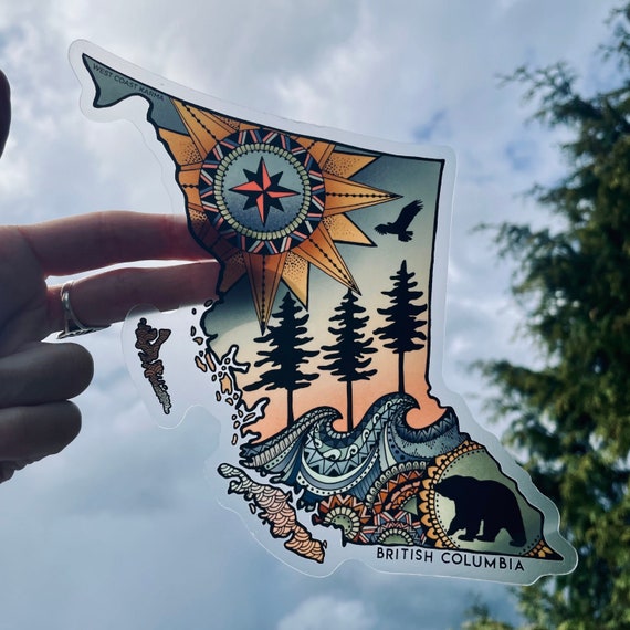 Colourful BC Map Decal - Etsy