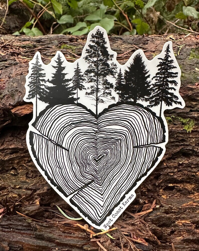 Tree Ring Heart Vinyl Sticker - Etsy