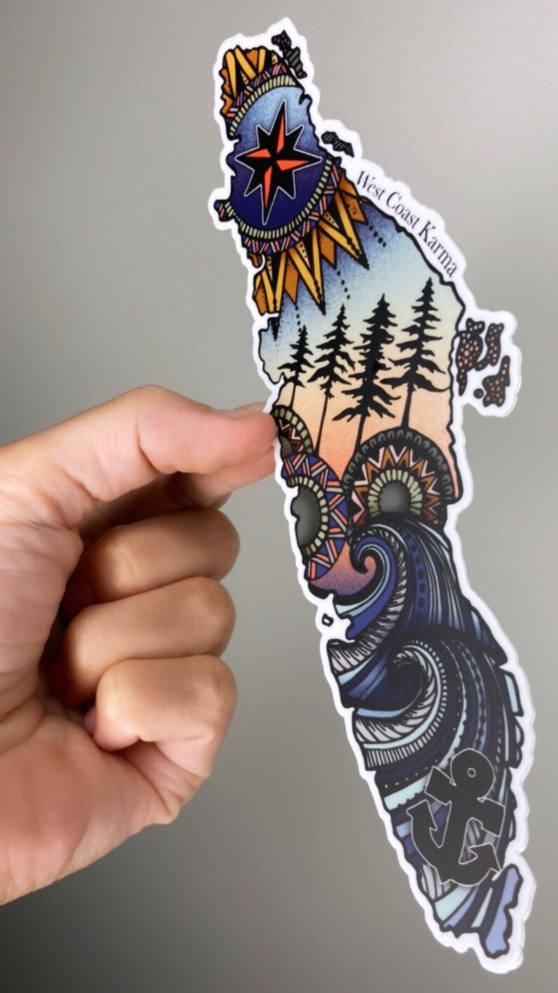 Vancouver Island Colourful Vinyl Sticker - Etsy Canada