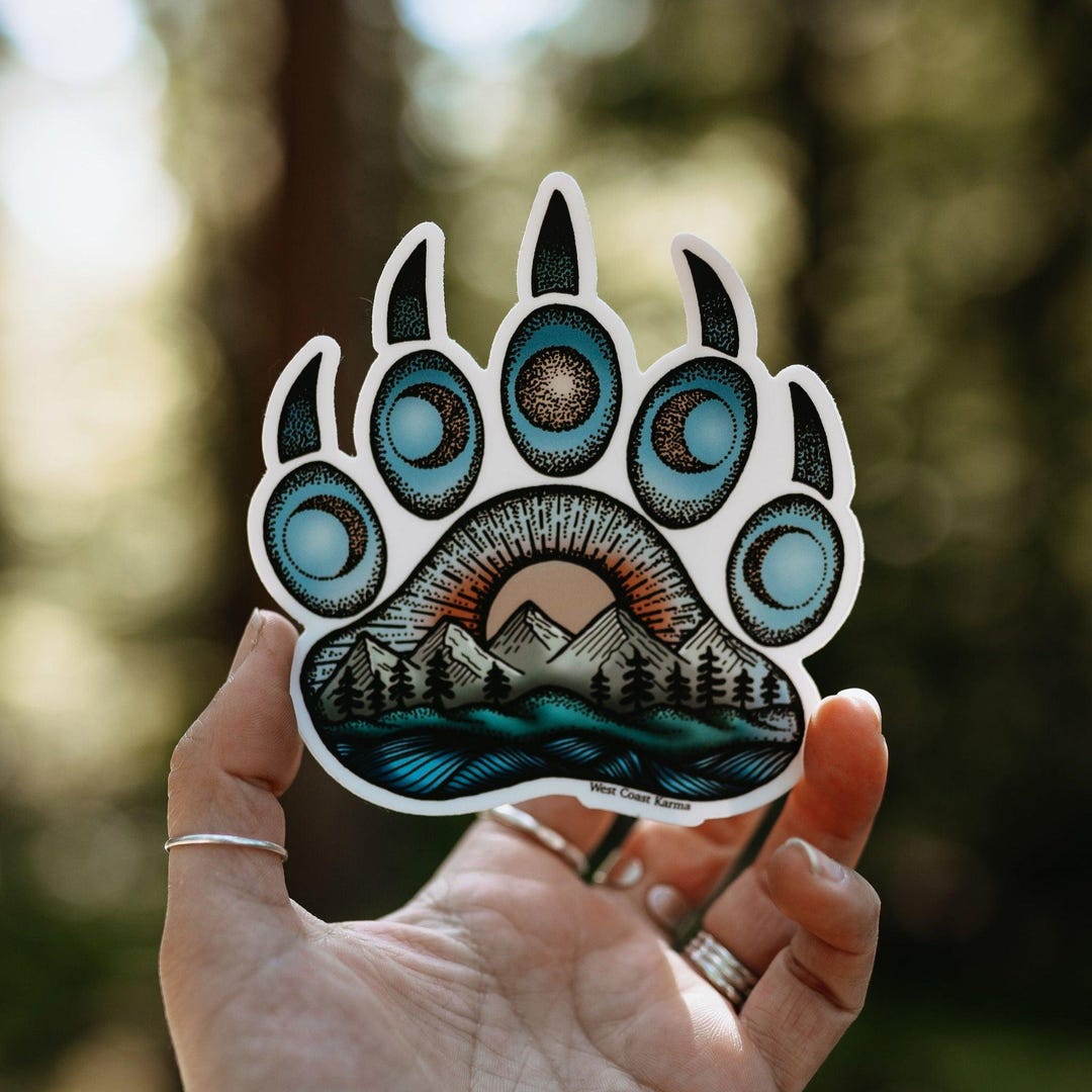 Nature Bear Paw Colourful Sticker - Etsy