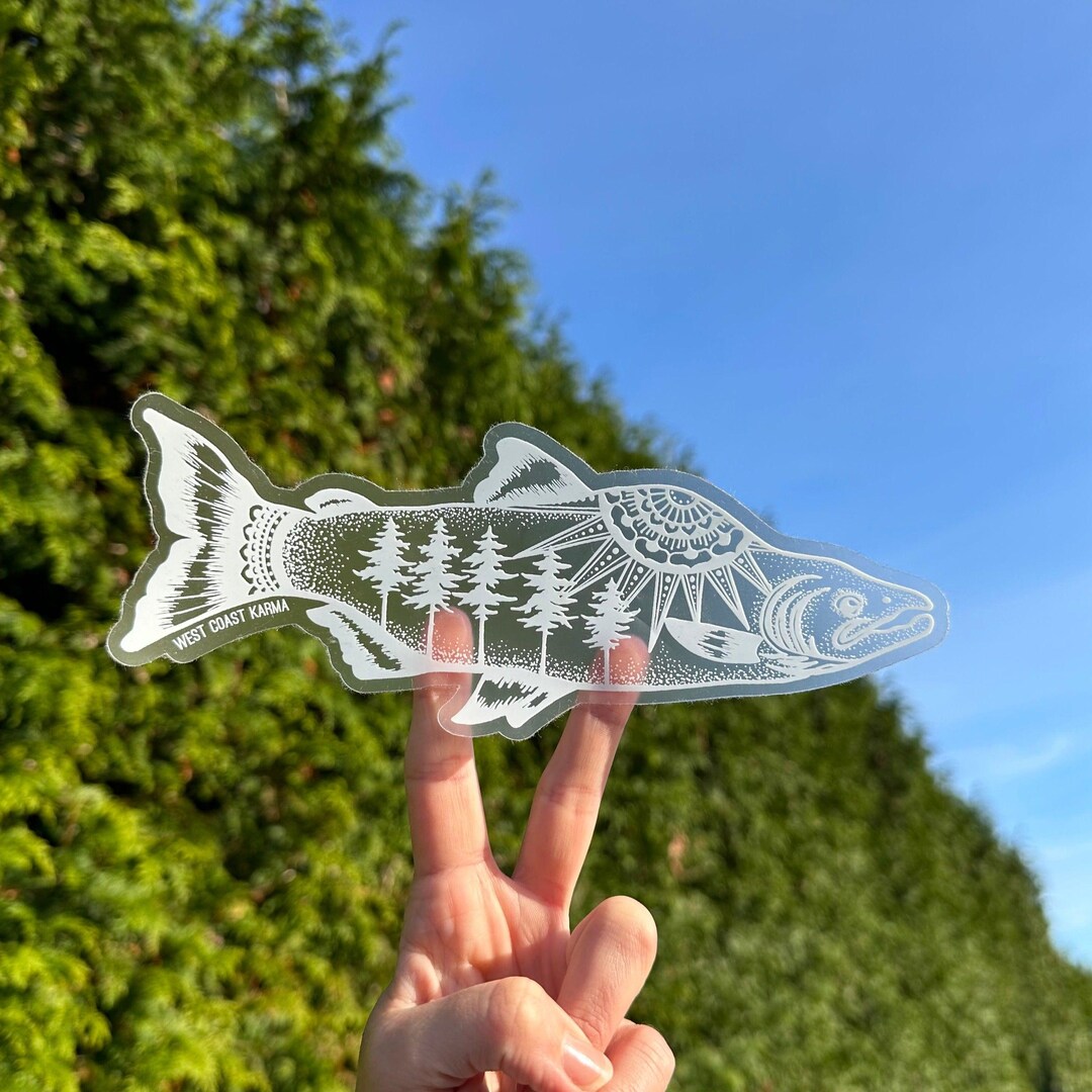 Salmon Car Decal - Waterproof Vinyl Fishing Sticker for Car Window ...