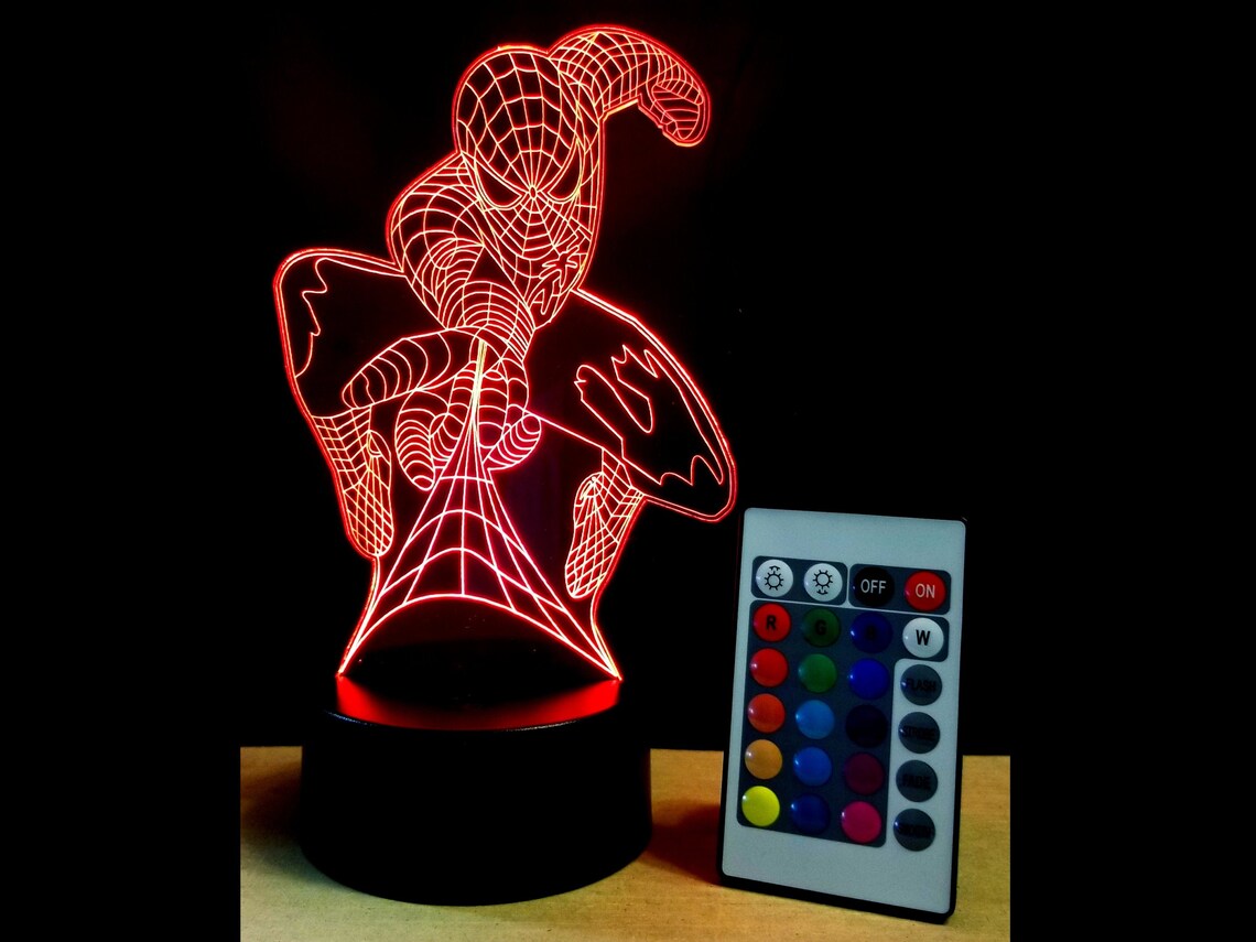Spider-man LED Edge Lit Acrylic Illusion Lamp With Multi-color | Etsy