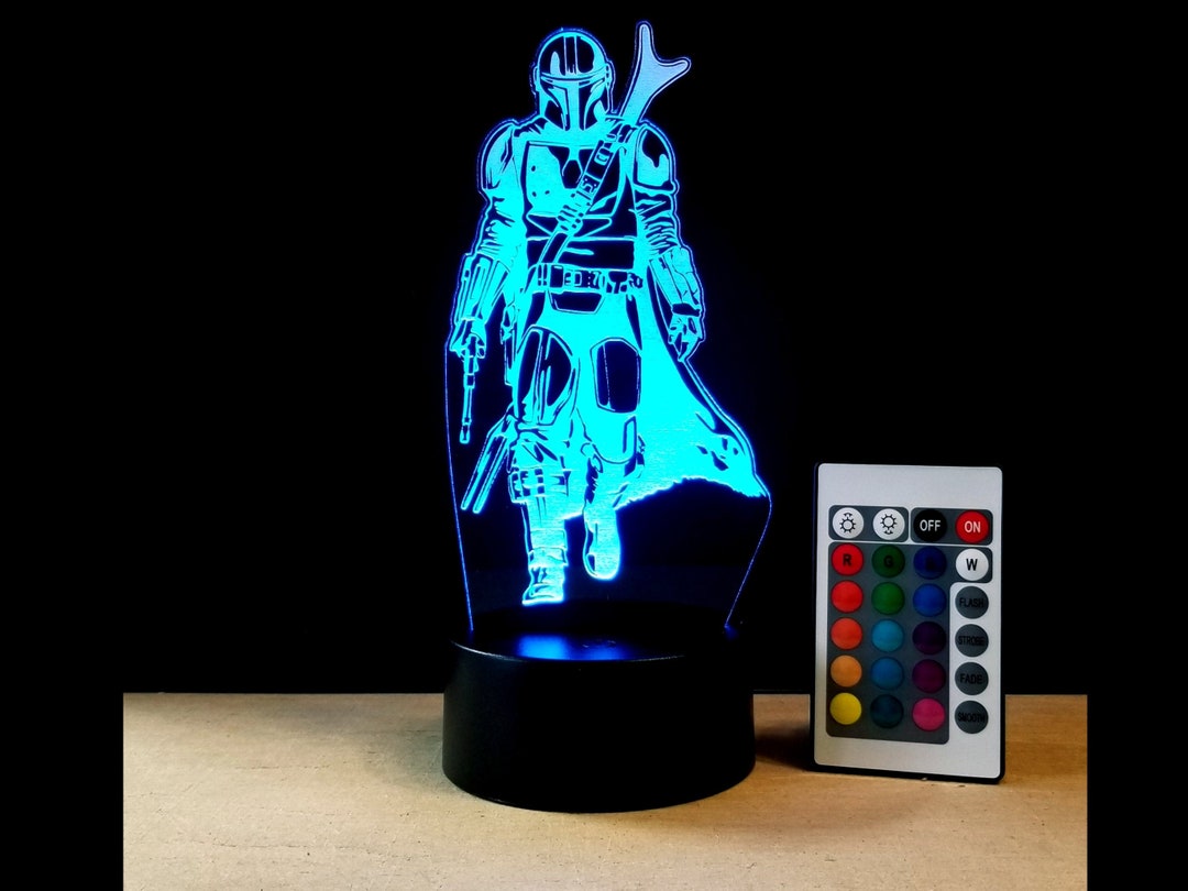 Mando Edge Lit Acrylic 3D Illusion Lamp With Multi-color Light and ...