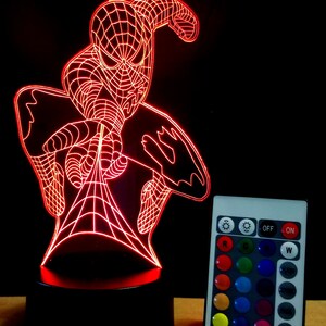 Spider-man LED Edge Lit Acrylic Illusion Lamp With Multi-color Light ...