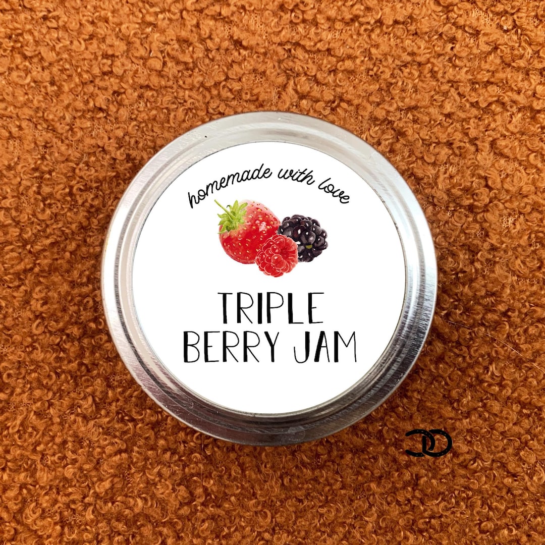Triple Berry Jam Canning Label 2" Round Mason Jar Lid Sticker (instant ...