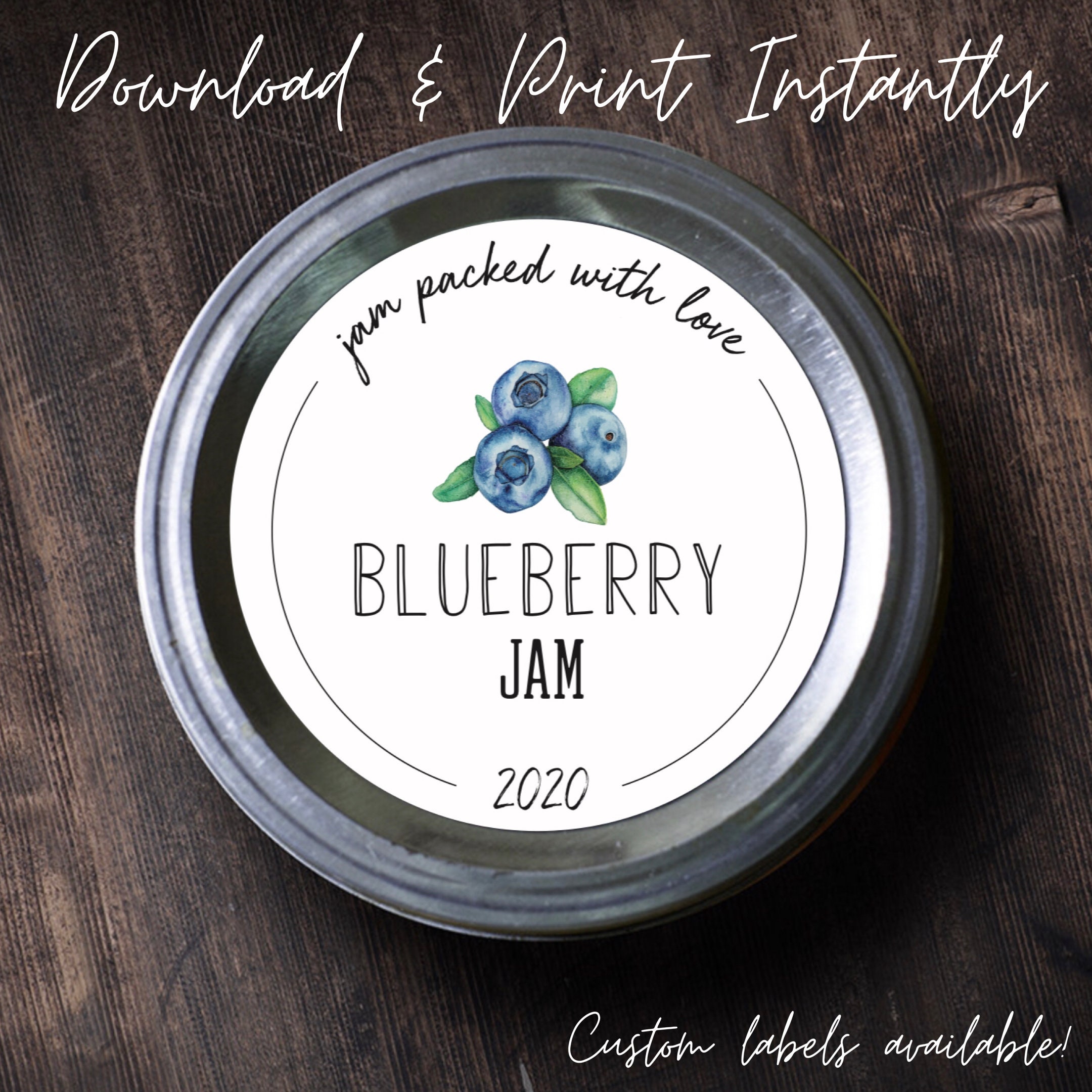 2 Blueberry Jam Printable Canning Stickers Labels Jam | Etsy