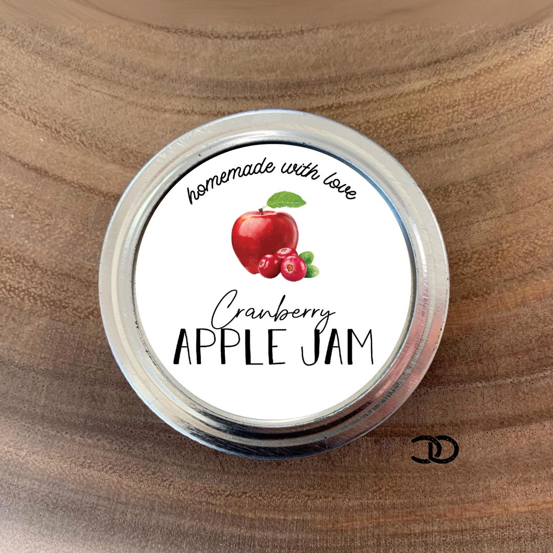 Cranberry Apple Jam Label 2" Round Mason Jar Lid Canning Sticker ...