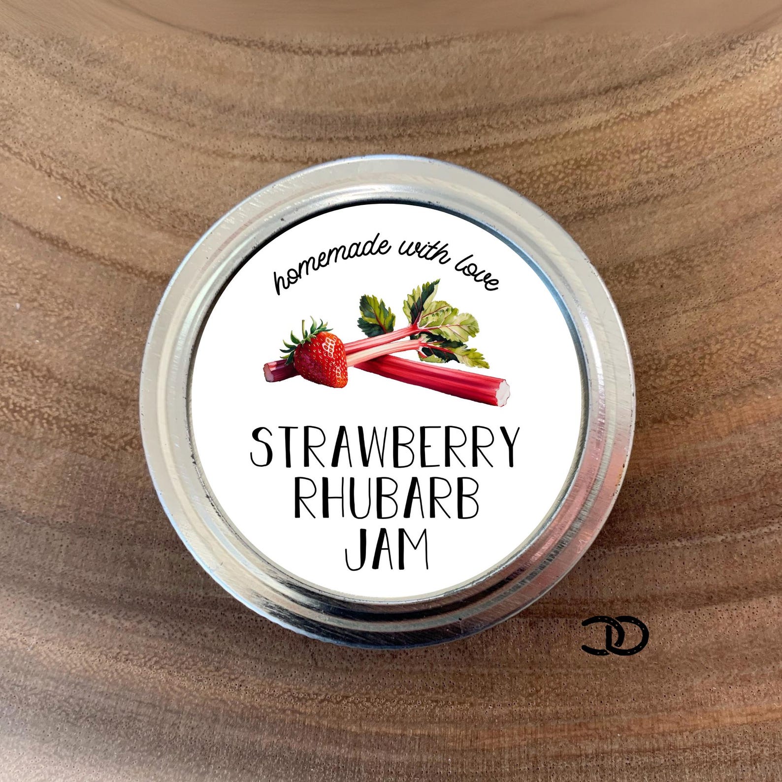 Strawberry Rhubarb Jam Label 2" Round Canning Mason Jar Lid Stickers ...