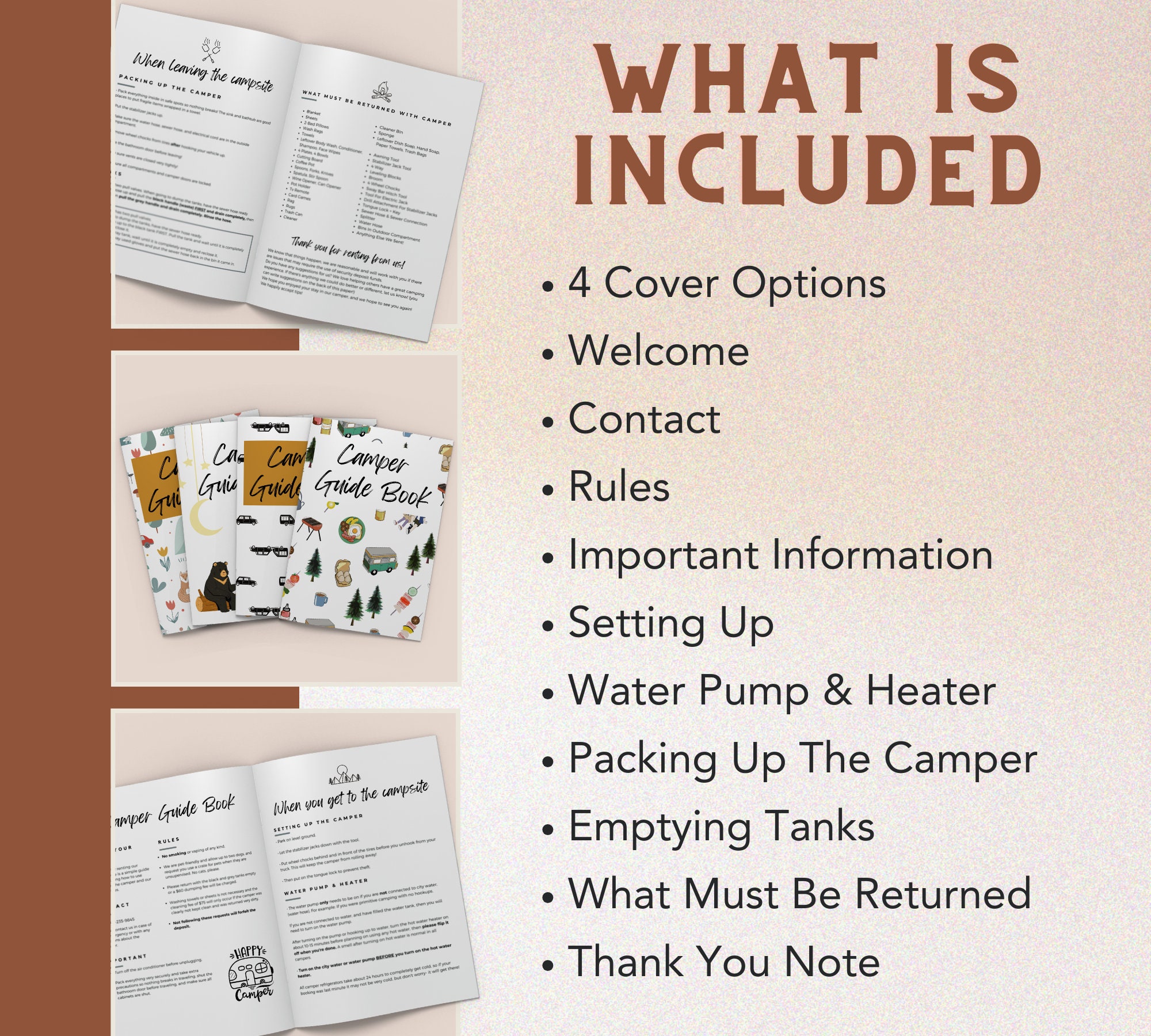 Camper Rental Guidebook RV Rental Booklet Editable Customizable Renter ...