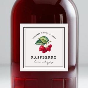 Raspberry Syrup Jar Labels 2" Printable Square Stickers Canning ...