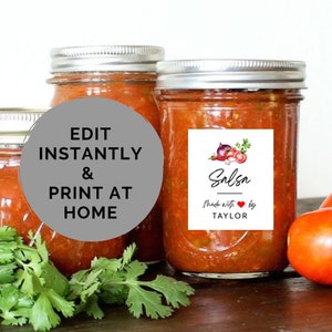 Customizable Salsa Jar Stickers 2x2 Square Labels - Etsy