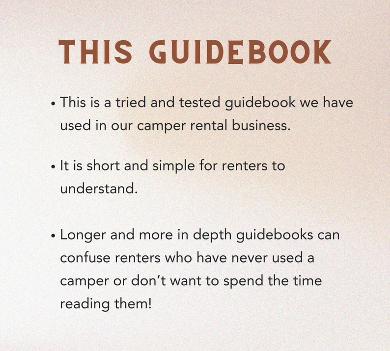 Camper Rental Guidebook RV Rental Booklet Editable Customizable Renter ...
