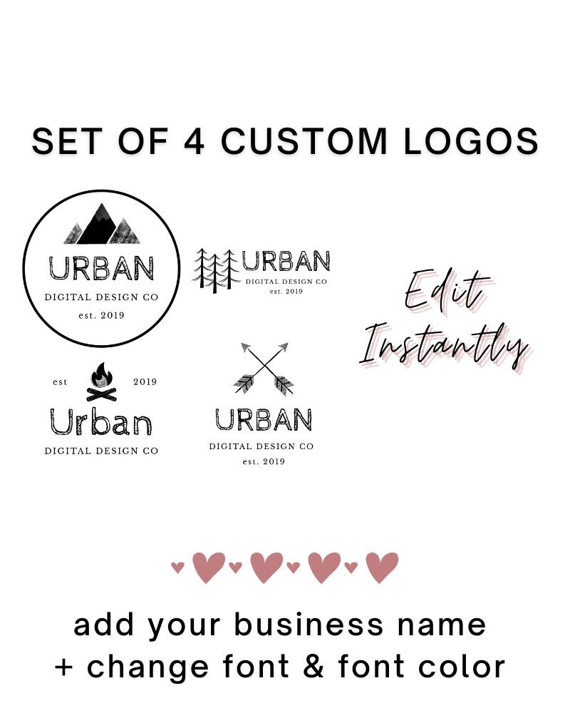 Customizable Pre-made Logos Set of 4 Edit Instantly - Etsy