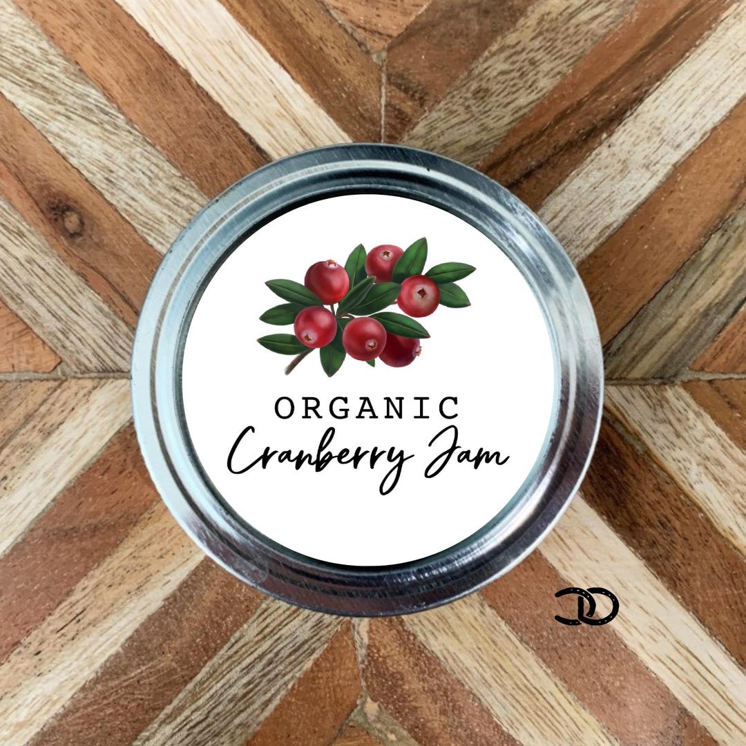 Organic Cranberry Jam Label 2" Canning Mason Jar Lid Sticker (digital ...