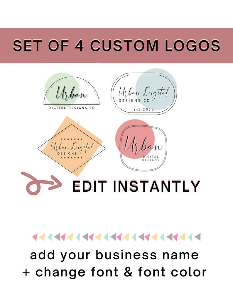 Customizable Pre-made Logos Set of 4 Edit Instantly - Etsy