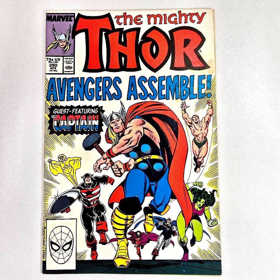Thor 390 First Cap Lifts Mjolnir 1988 Marvel Comic Key Issue Vintage ...