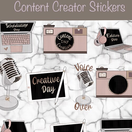 Content Creator Digital Stickers for Social Media Planning | Etsy