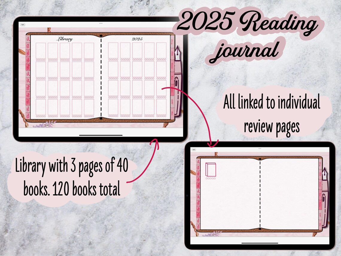2025 Digital Books Reading Journal | With Book Rating Stickers - Etsy