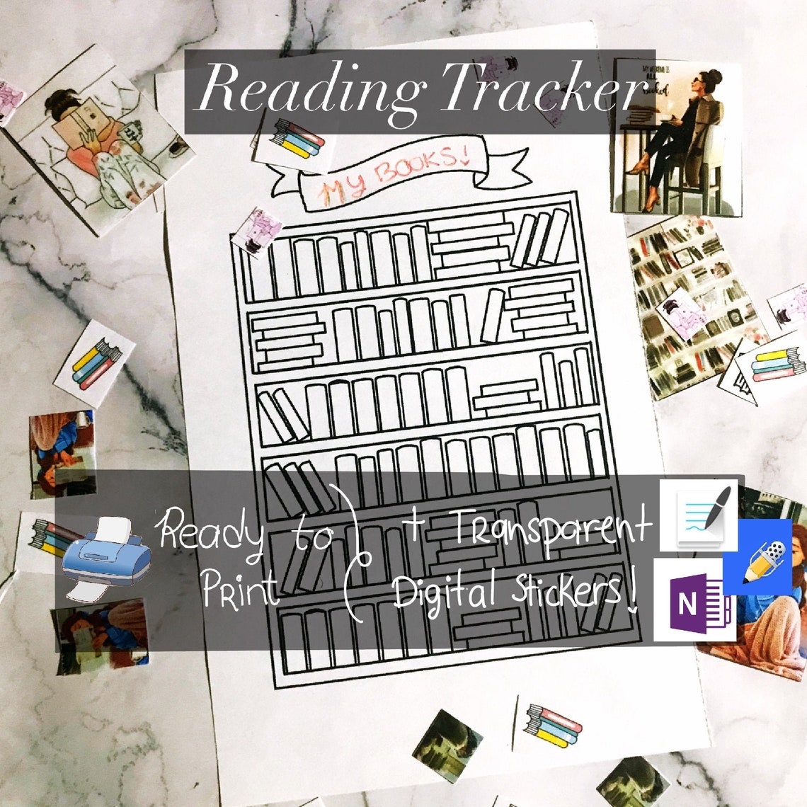 Bookshelf Reading Tracker Printable TBR Tracker Shelf Bullet | Etsy
