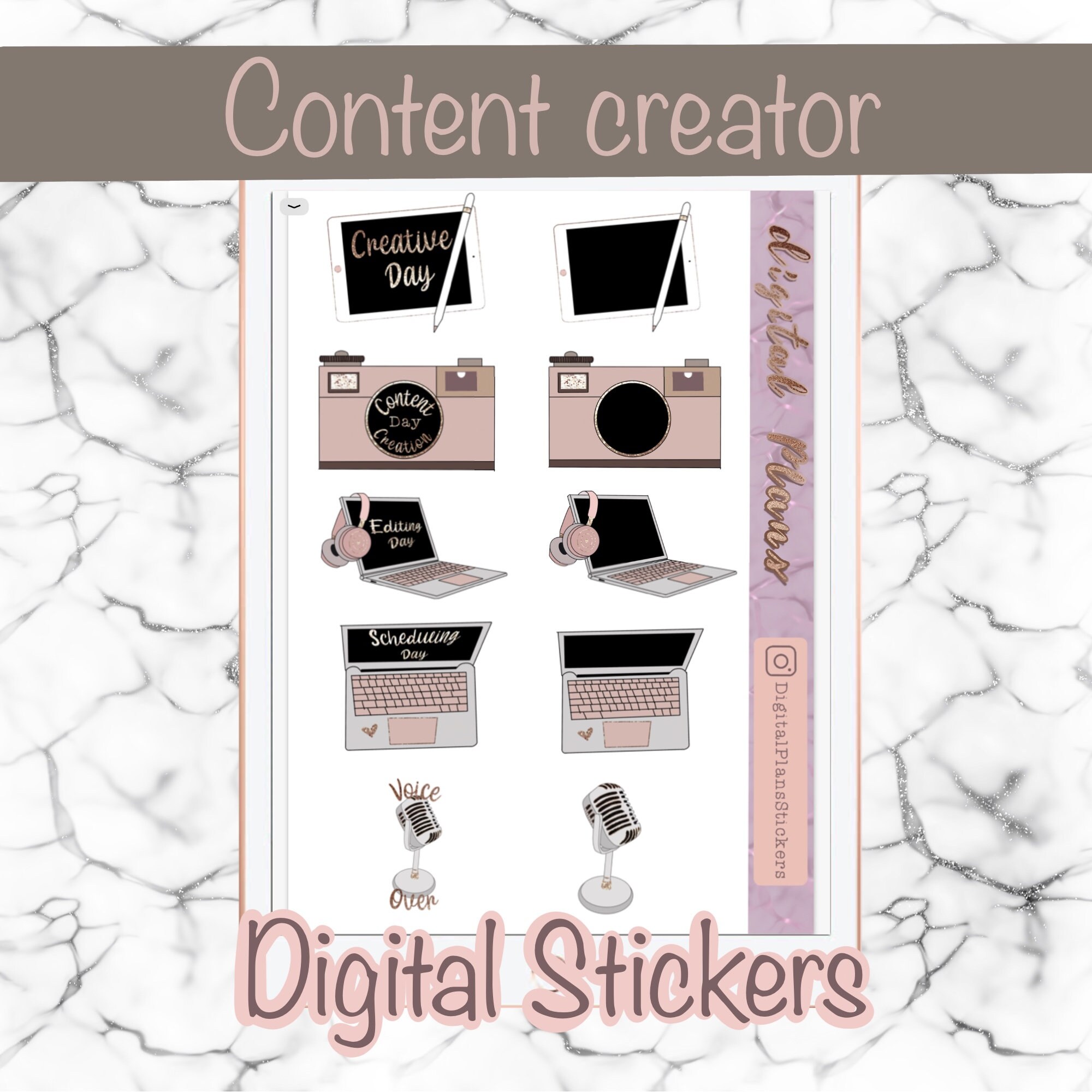 Content Creator Digital Stickers Icons for Social Media - Etsy