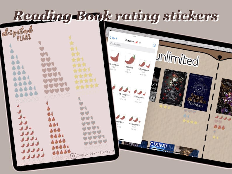 Digital Books Reading Rating Tracker Stickers for Goodnotes - Etsy