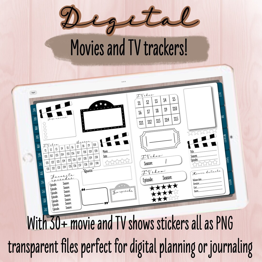 Digital TV Show and Movie Stickers or Widgets for Planners | TV Tracker ...