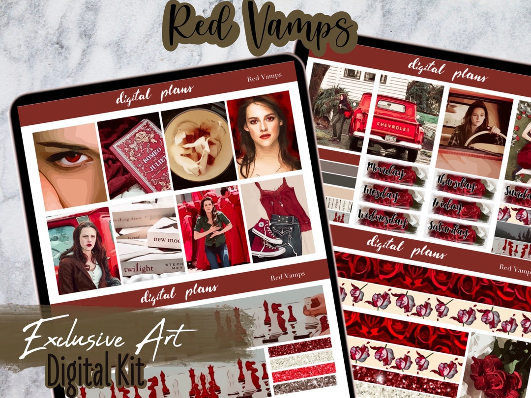 Red Vamps Weekly Sticker Kit: Digital Planner (goodnotes, PNG) - Etsy