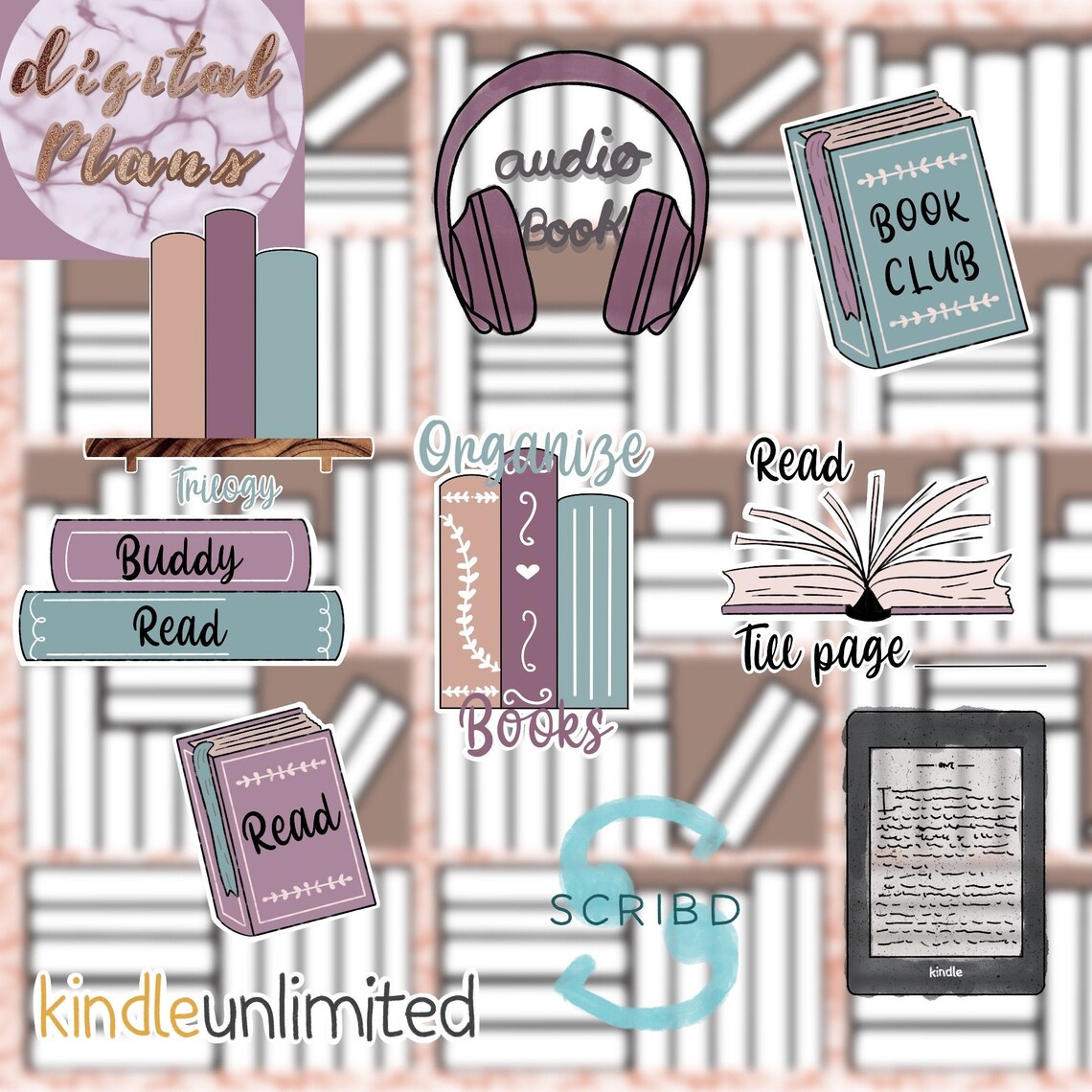 Digital Reading Stickers for Planners Book Tracker Sticker - Etsy