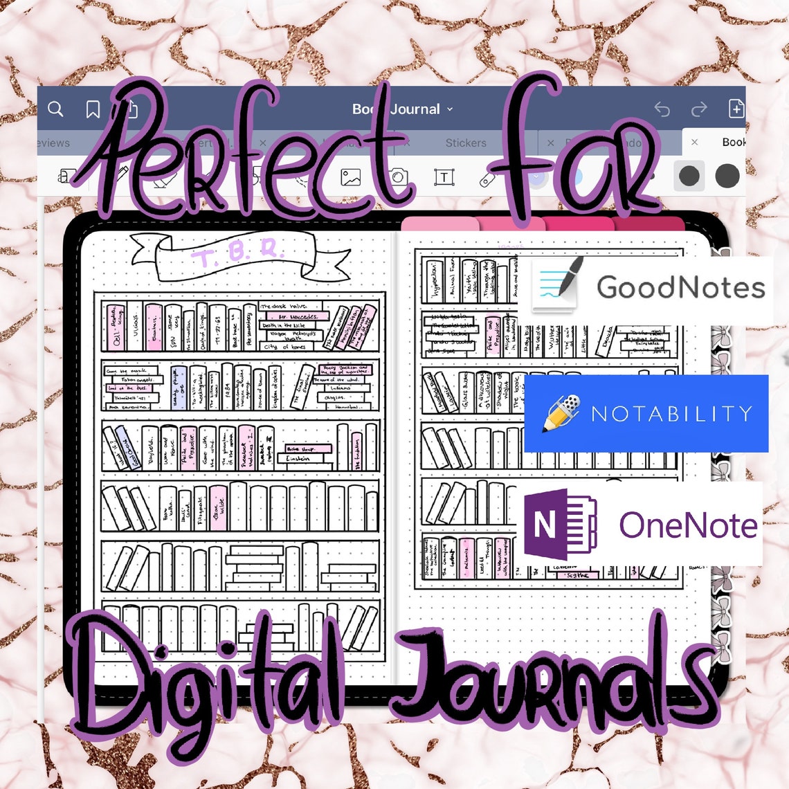 Bookshelf Reading Tracker Printable TBR Tracker Shelf Bullet | Etsy