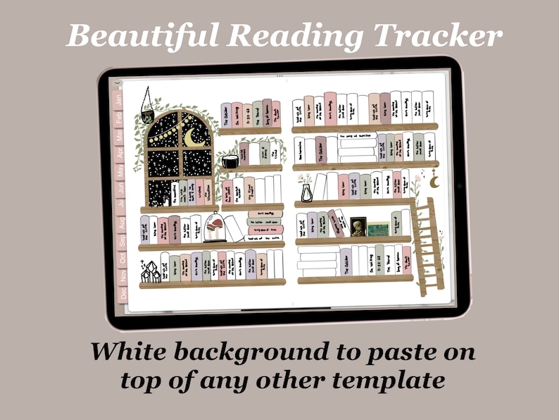 Bookshelf Reading Tracker PNG Stickers TBR Tracker Book - Etsy