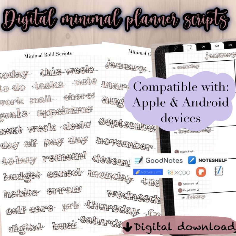 Minimal Bold Digital Planner Stickers Goodnotes File & Digital Sticker ...