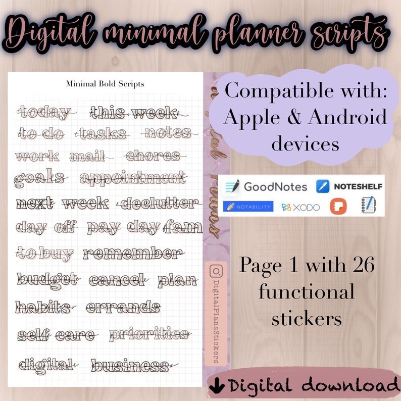 Minimal Bold Digital Planner Stickers Goodnotes File & Digital Sticker ...