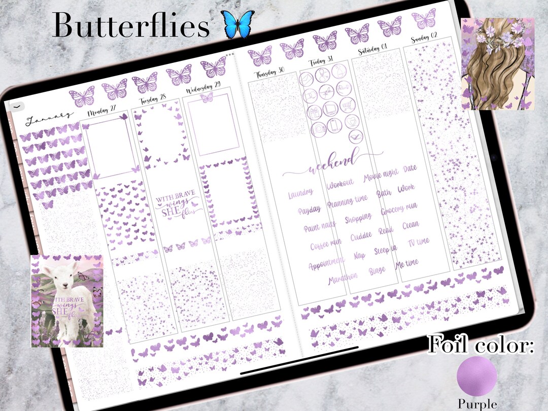 Butterflies in Purpledigital Foil Bundle | Butterfly Weekly Kit | PNG ...