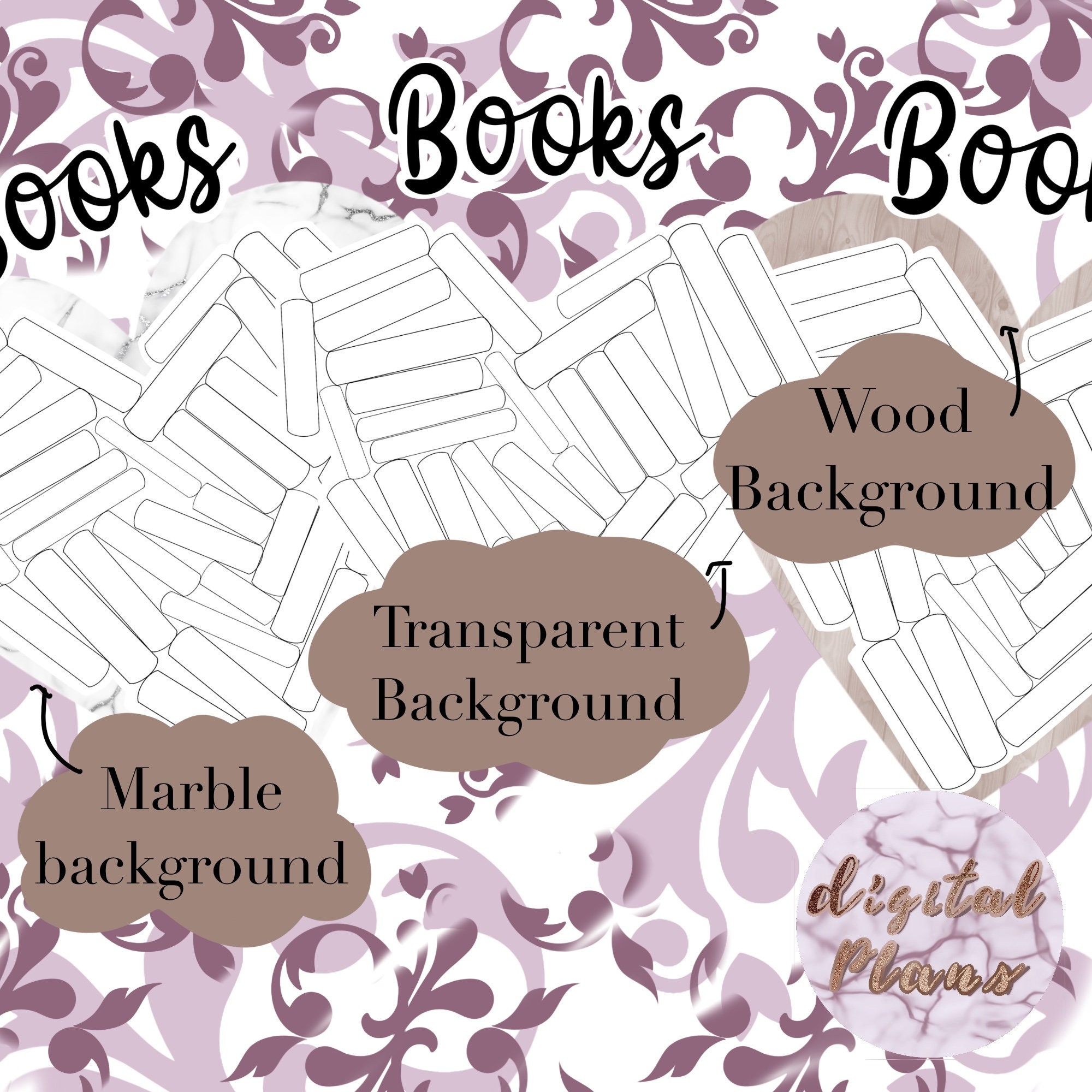 Bookshelf Reading Tracker Heart Shaped, PNG Stickers TBR Tracker Book ...