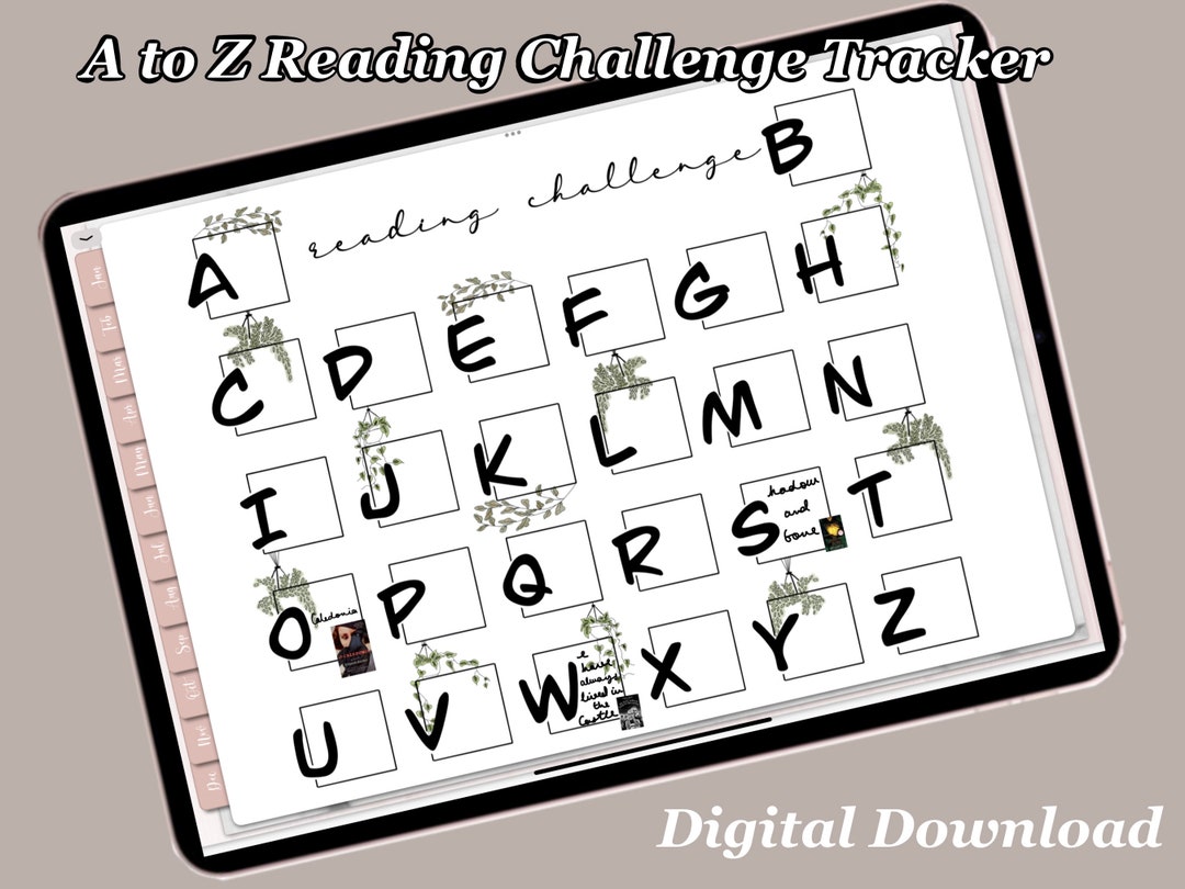 A to Z Reading Challenge Tracker, PNG Stickers TBR Tracker Books , Any ...