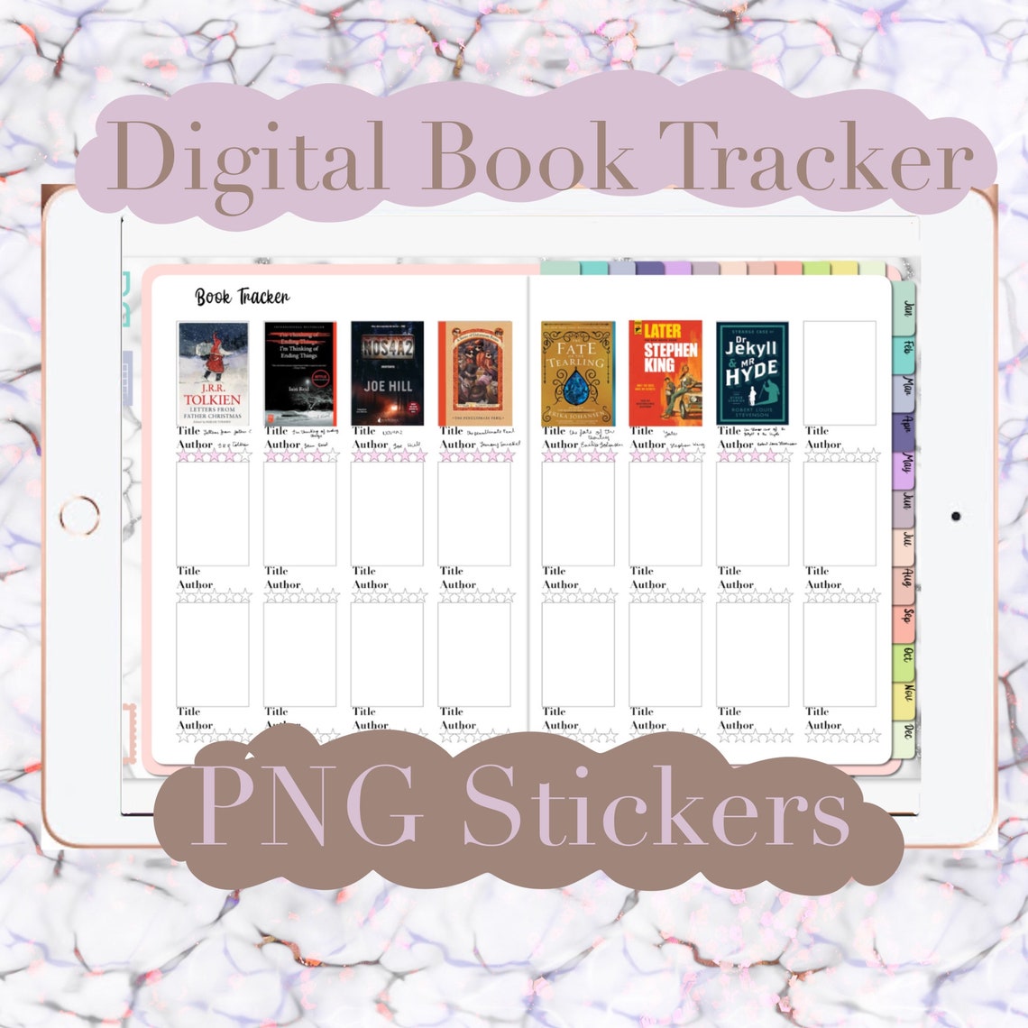 Bookshelf Reading Tracker PNG Stickers TBR Tracker Book - Etsy