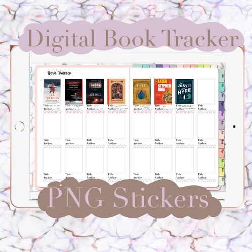 Bookshelf Reading Tracker PNG Stickers TBR Tracker Book - Etsy