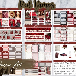 Red Vamps Weekly Sticker Kit: Digital Planner (goodnotes, PNG) - Etsy